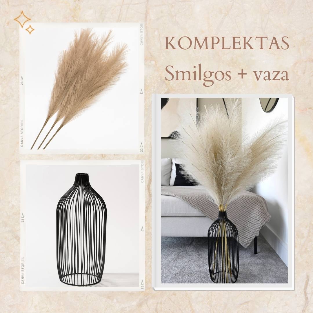 Dekoracijų komplektai | Smilgos su vazomis, Kiku gėlės – Dekorantas.lt